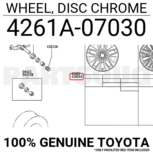 4261A07030 Genuine Toyota WHEEL, DISC CHROME 4261A-07030 | eBay