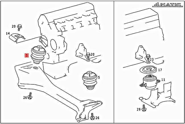 Genuine MERCEDES A124 C124 S124 W124 W201 190 Engine mounting ...