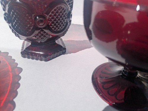 Avon ruby Red Cape Cod Glassware Lot 4 Pieces | eBay