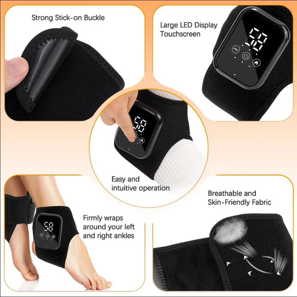 2PCS Electric Foot Ankle Massager Heating and Vibration Hot Compress ...