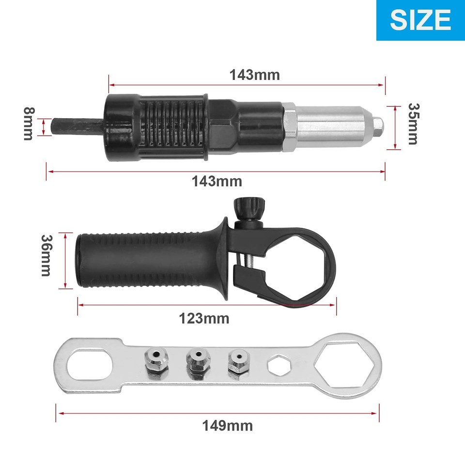 Pop Rivet Gun Tool Rivet Drill Attachment Power Drill Tool Kit Cordless ...