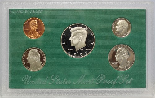 1997 Proof set CN-Clad Kennedy Half dollar Washington - (OGP) 5 coins (B4) | eBay