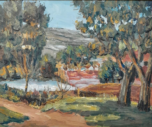 Antique Oil Painting, Countryside Landscape, Impressionist Style, 20th ...