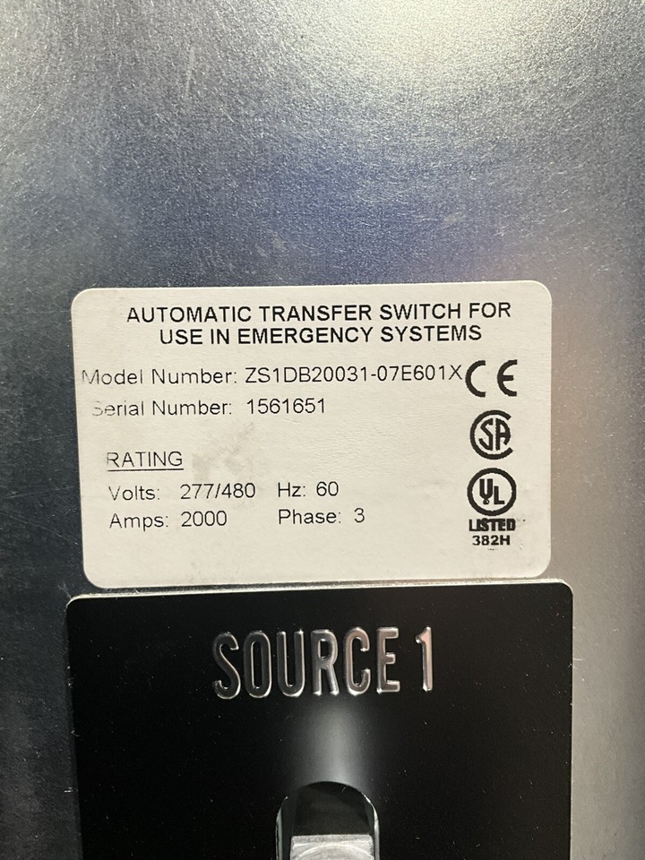 GE 2000 Amp 480V Automatic Transfer Switch 3PH 60Hz Zenith 1561651 🟦 | eBay