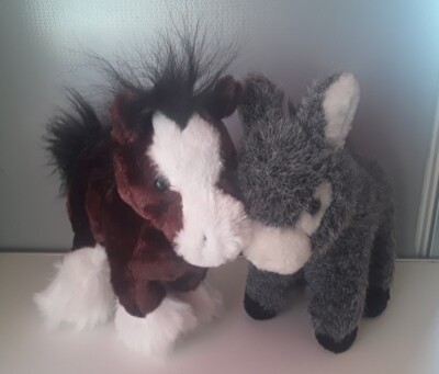 Clydesdale Horse Ganz Webkinz 10" plush Plus Unbranded Donkey 9" plush ...