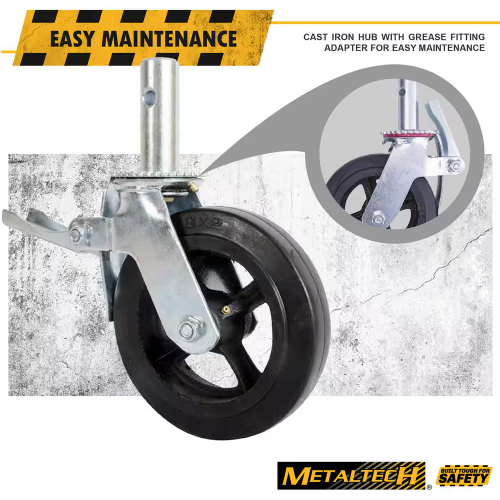 MetalTech 8 in. Scaffold Caster Wheel 4-Pack Heavy-Duty Double Locking ...