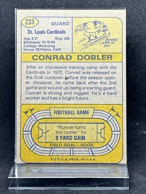 CONRAD DOBLER 1974 Topps Football St. Louis Cardinals Guard Card No ...