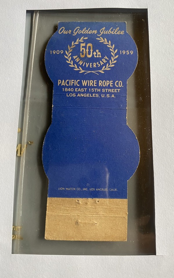 Pacific Wire Rope Matchbook Cover Contour | eBay