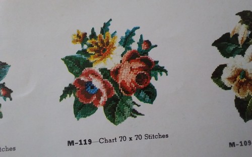 Vtg Jean McIntosh 119 Small bouquet poppy daisy rose petit point chart ...