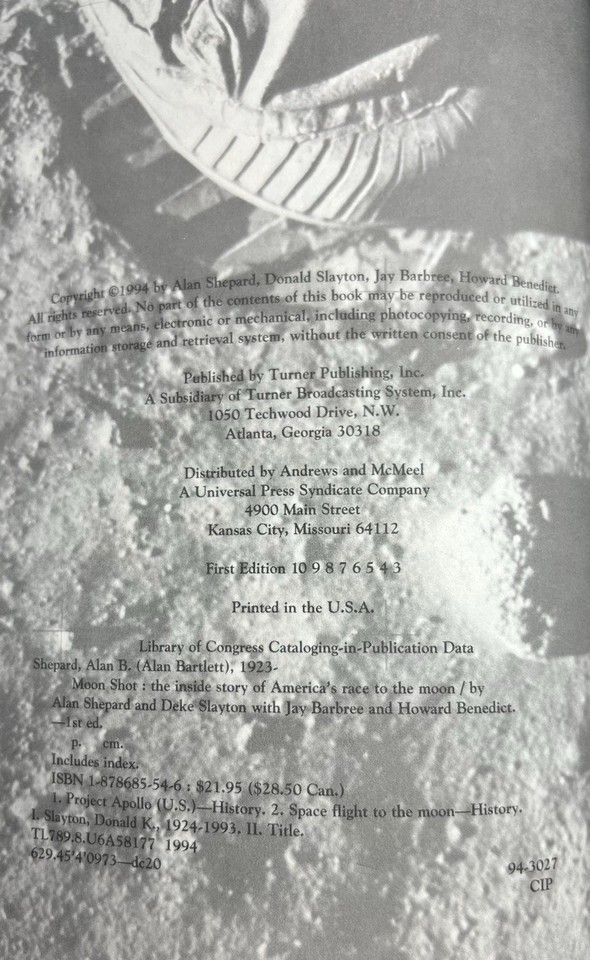 Signed MOON SHOT (1994) by ALAN SHEPARD, 1st Edition, Mercury / Apollo ...