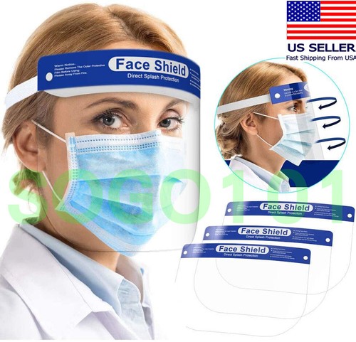 10PCS ADULT Full Safety Shield Reusable Protection Cover Face Eye ...