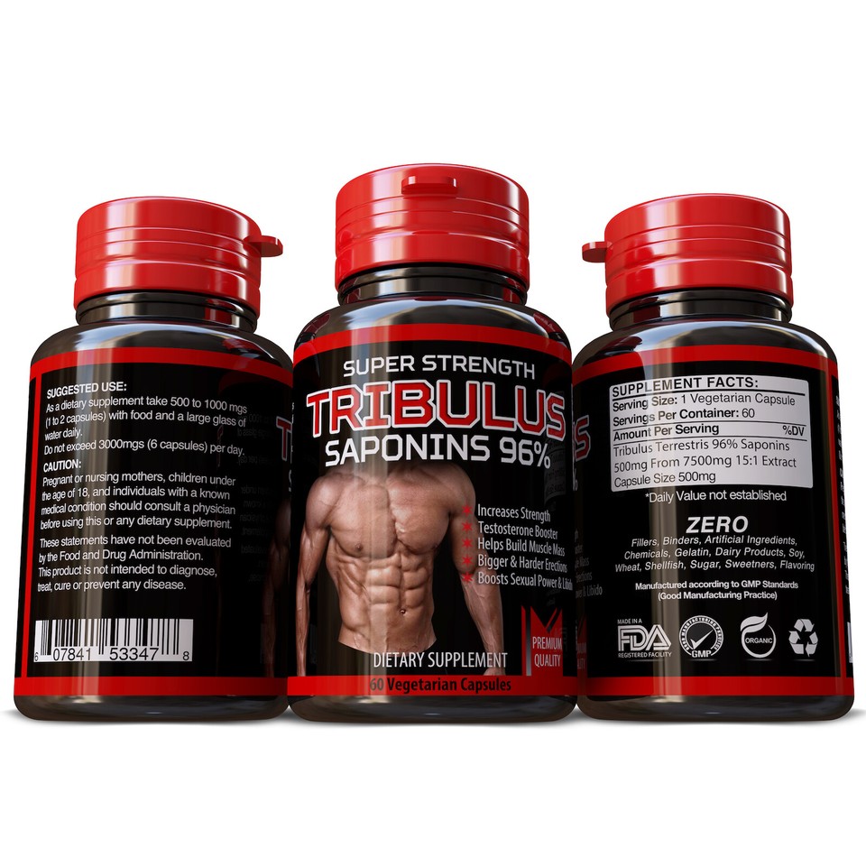 180 PILLS TRIBULUS TERRESTRIS 7500mg 96% SAPONINS MUSCLE TESTOSTERONE ...