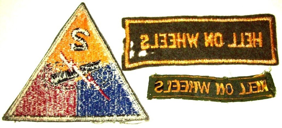 ORIGINAL WW2 2nd ARMORED DIVISION PATCH + TWO DIFFERENT sHELL ON WHEELS ...
