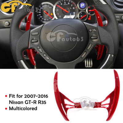 Carbon Fiber Steering Wheel Paddle Shifter For 07-16 Nissan GT-R GTR ...