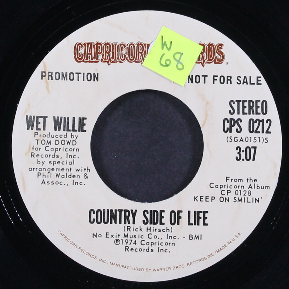 WET WILLIE: country side of life / mono Capricorn Records 7" Single 45 ...