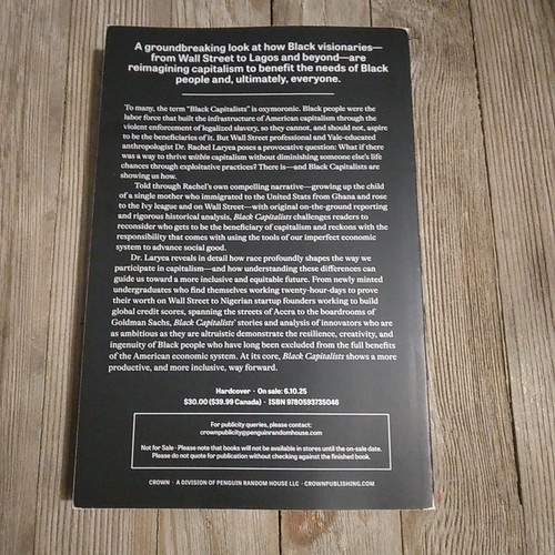 Black Capitalists by Rachel Laryea New Arc Copy Paperback Book 6/10/25 ...