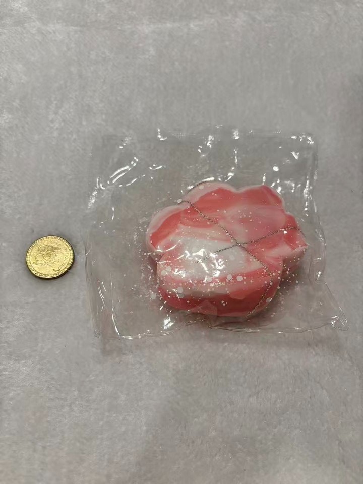 squishy toy squeeze toy stress toy pink cat paw with silver chain and ...