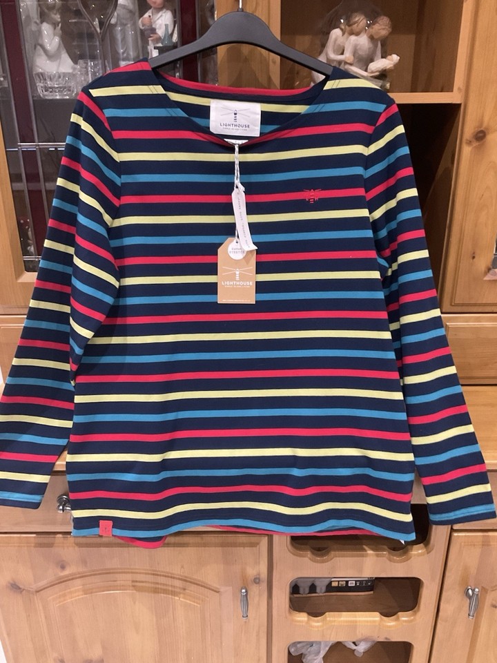 Lighthouse Cotton Stretch Ladies Stripped Long Sleeve Top Uk 18 New ...