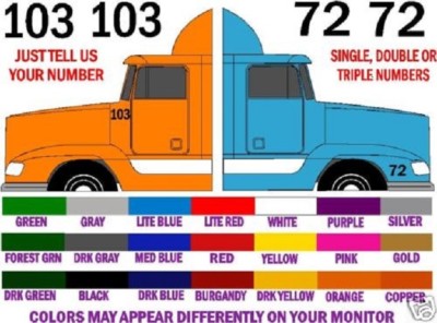 SEMI TRUCK NUMBERS - VINYL DECALS - STICKERS - YOU GET 3 | eBay