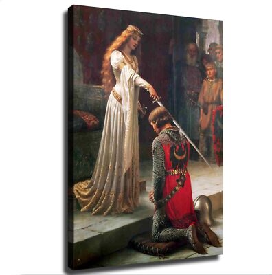 The Accolade By Edmund Leighton Queen Knight Poster Home Decor Canvas ...