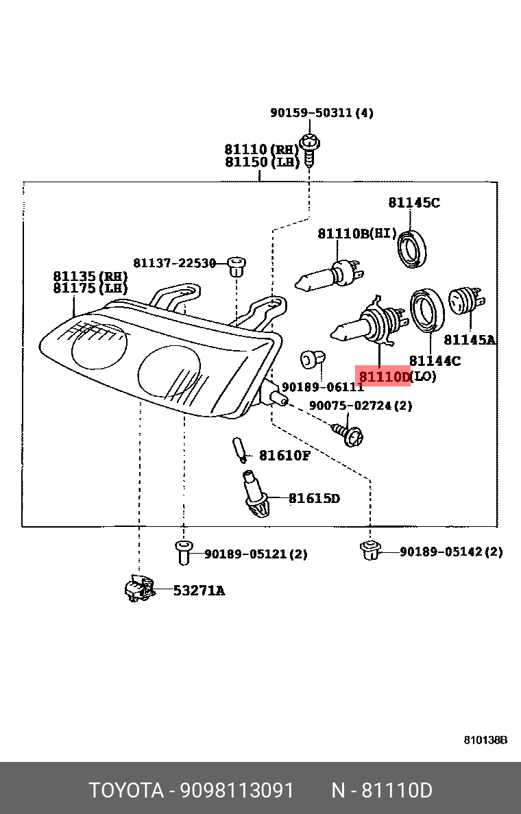 Genuine OE halogen lamp 9098113091 for TOYOTA 90981-13091 for sale ...