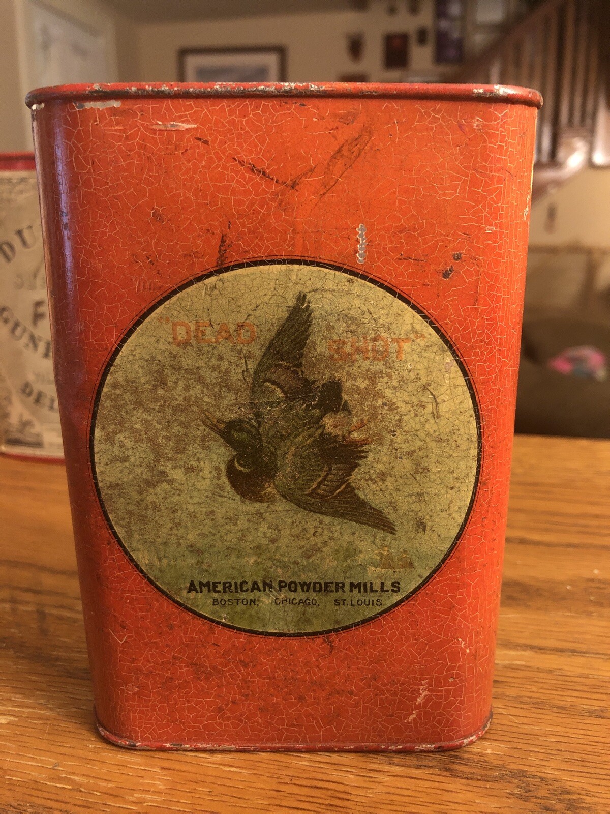 Vintage Gunpowder Advertising Tin American Powder Mills Dead Shot FFG ...