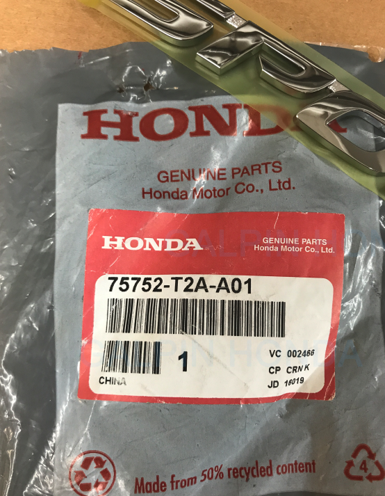 Honda Sport Emblem (75752-T2A-A01) | Rear | Chrome | 1 Year ...