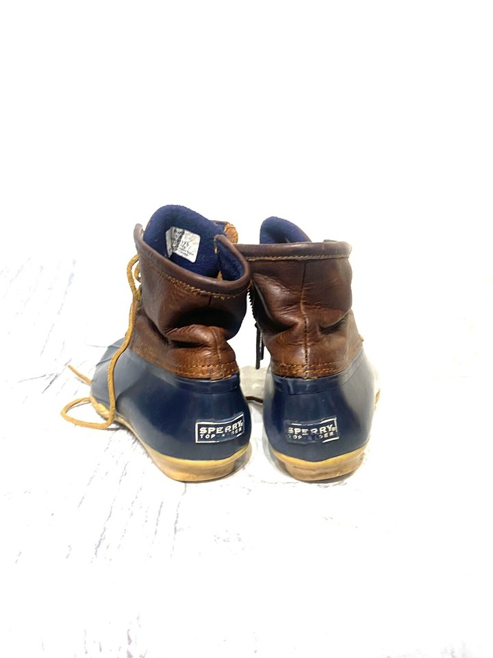 SPERRY TOP SIDER Ladies Rubber Waterproof Blue & Brown Duck Boots US8.5 ...