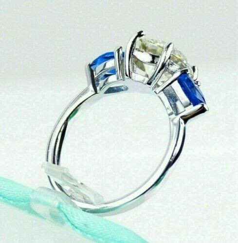 Engagement Ring 2.70Ct Simulated Diamond & Sapphire 14k White Gold in Size 8.5 | eBay