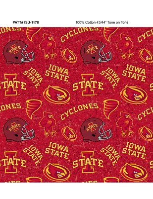 Iowa State Cyclones Cotton Fabric with Tone on Tone Print-Sold by the ...
