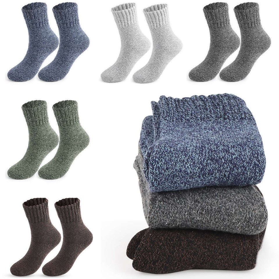 1/5 Pairs Heavy Duty Mens Merino Wool Socks Thick Cashmere Warm Thermal ...