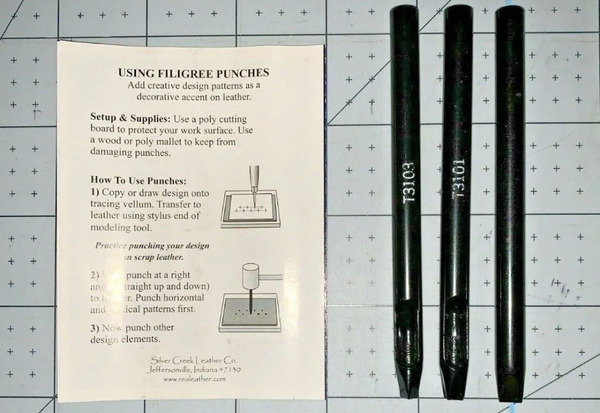 Realeather Filigree Punch Set II 2 T3100-04 Stamp Tool Leather Diamond ...