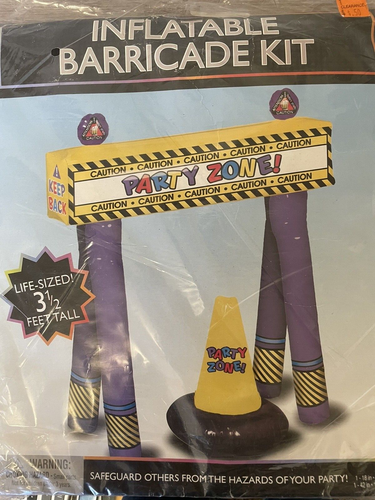 Inflatable Barricade Kit 2 pieces Caution PARTY ZONE! Lifesize 3 1/2 ft ...