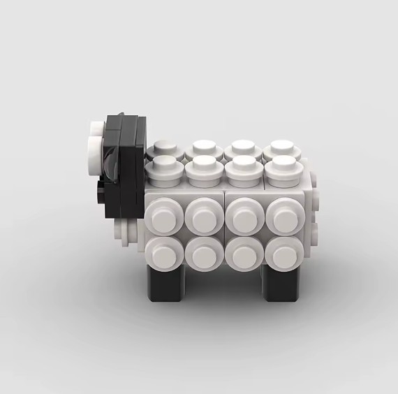 MOC Black Sheep Cute Farm Animal Pet Block Building Bricks (Not Lego ...