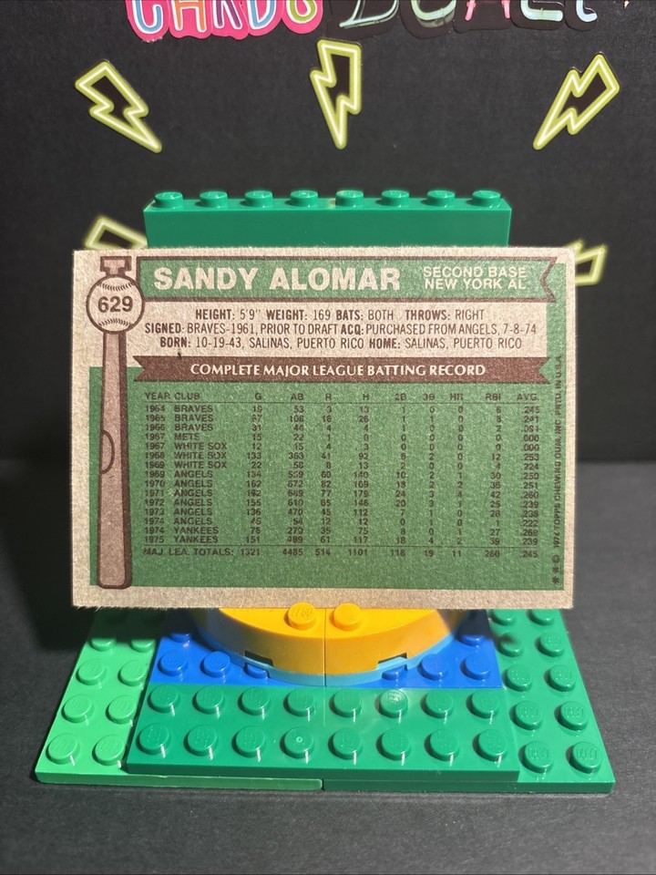 1976 Sandy Alomar Sr # 629 New York Yankees Topps Baseball Card | eBay