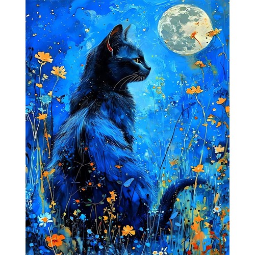 Blue Moon Cat Paint by Numbers Kit for Adults Beginners 16x20 Inch Art ...