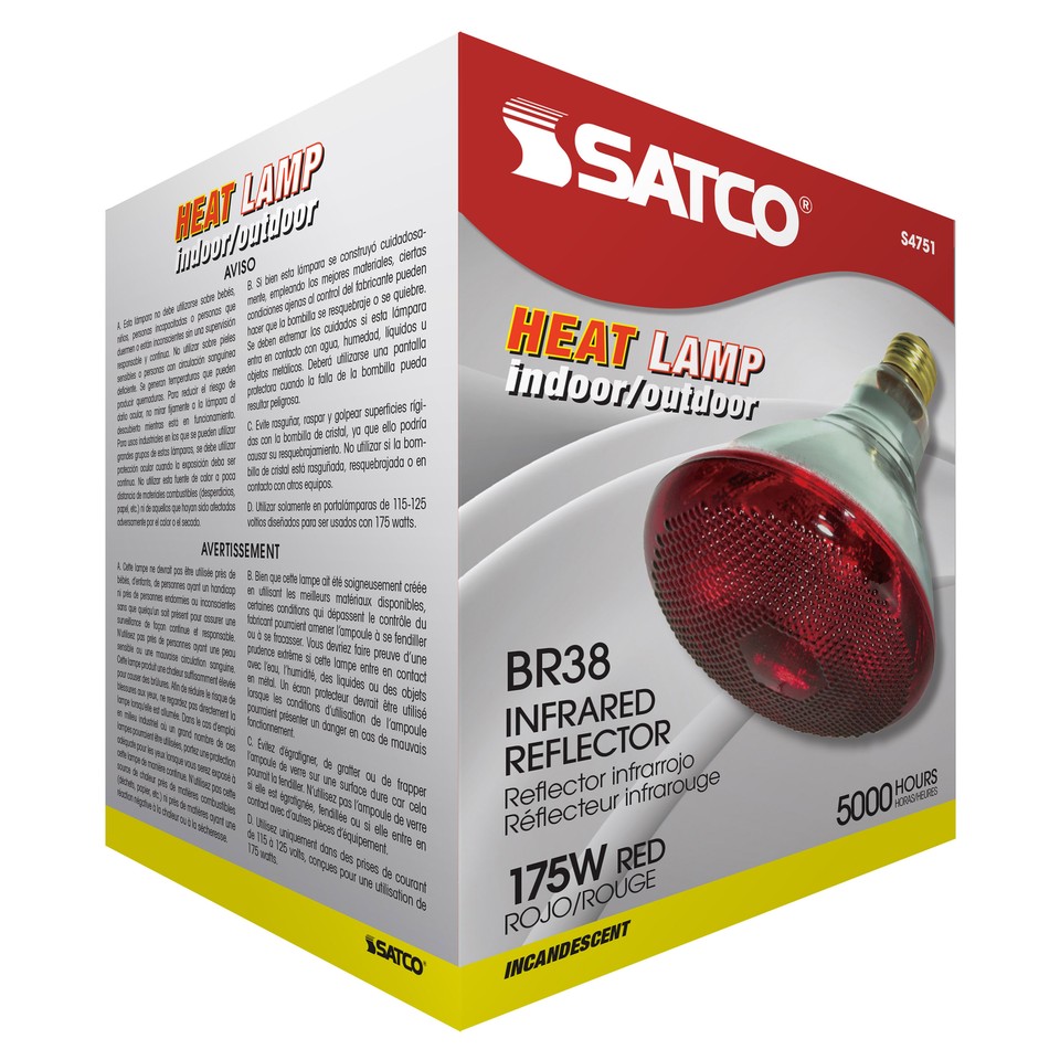 175BR38/HR RED HEAT LAMP 175W Watt BR38 120V Volt Medium E26 Base | eBay