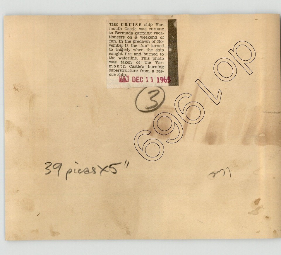 Cruise Steamship SS YARMOUTH CASTLE on Fire Tragic Accident VTG 1965 ...