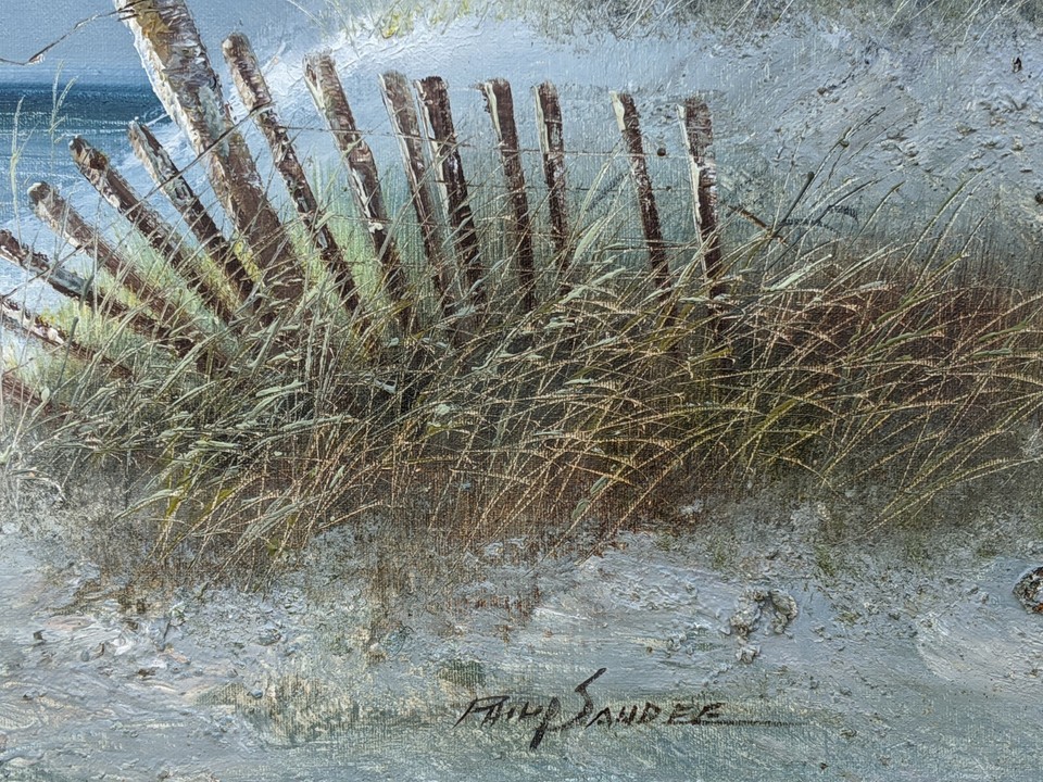 Philip Sandee Signed 36 x 24" Original Oil on Canvas Painting Beach ...