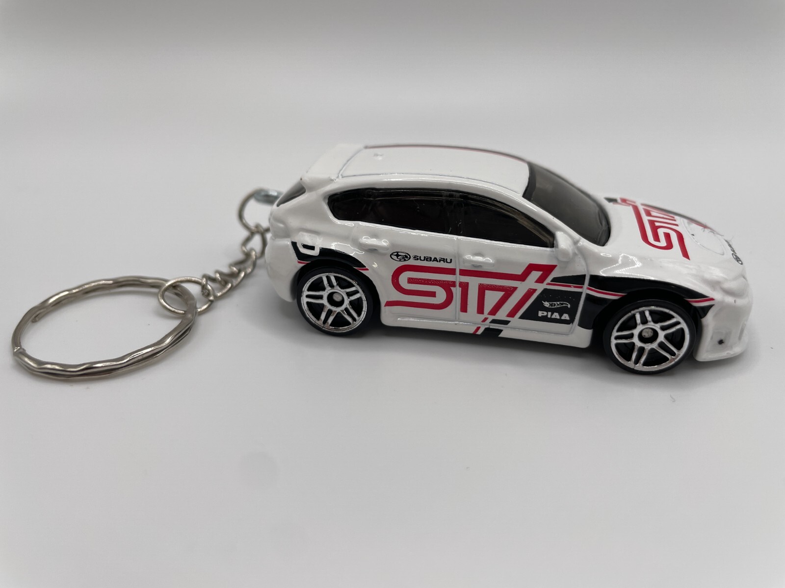 HOT WHEELS CUSTOM SUBARU WRX STI KEYCHAIN WHITE HANDMADE GREAT 4 GIFT ...