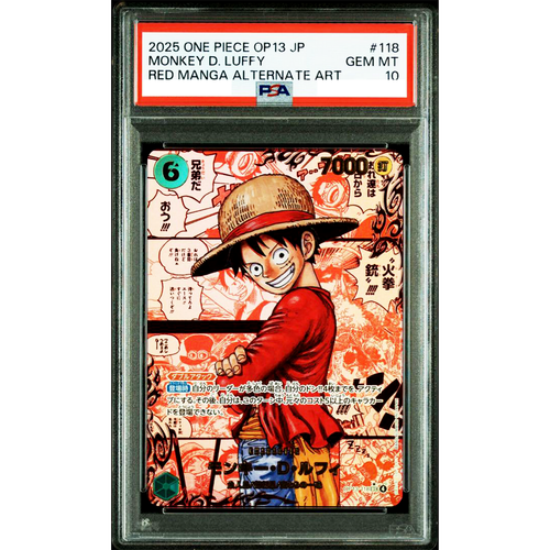 PSA 10 Luffy OP13-118 Parallel Comic Manga Alt Art One Piece Card ...