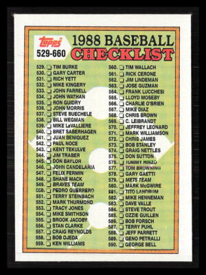Checklist 529-660 1988 Topps #646 | eBay