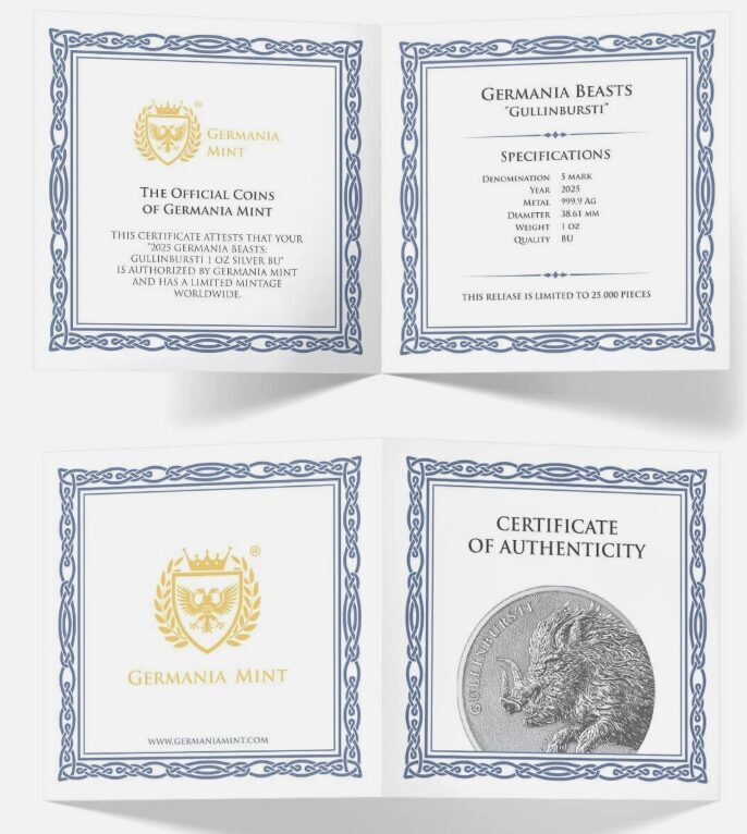 2025 Germania Mint Germania Beast Series Gullinbursti 1 oz Silver Coin ...