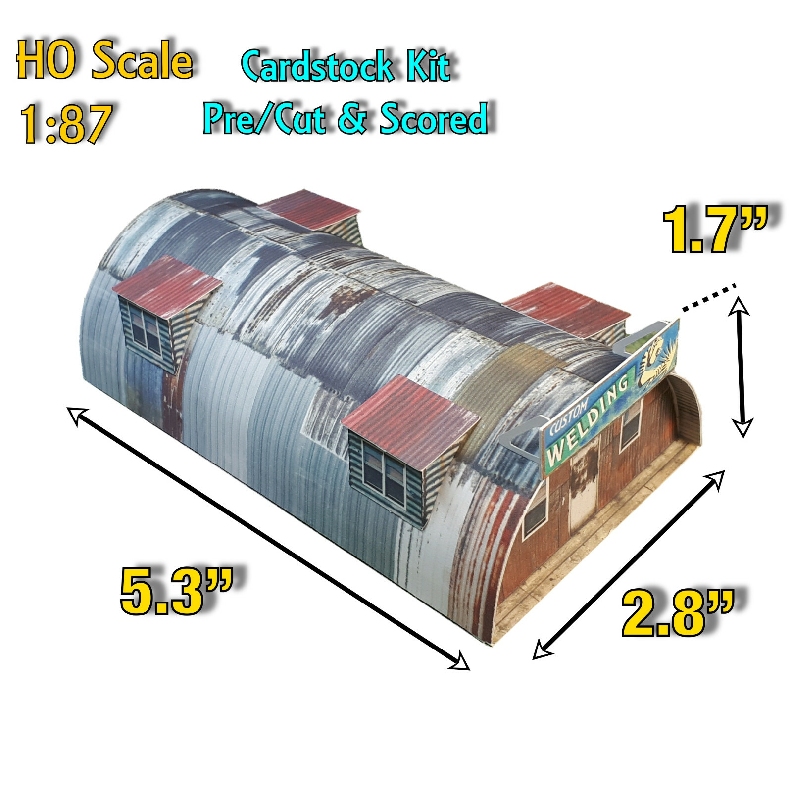 HO Scale Building - Quonset Hut Shed *Pre-Cut* CARDSTOCK Paper Kit # ...