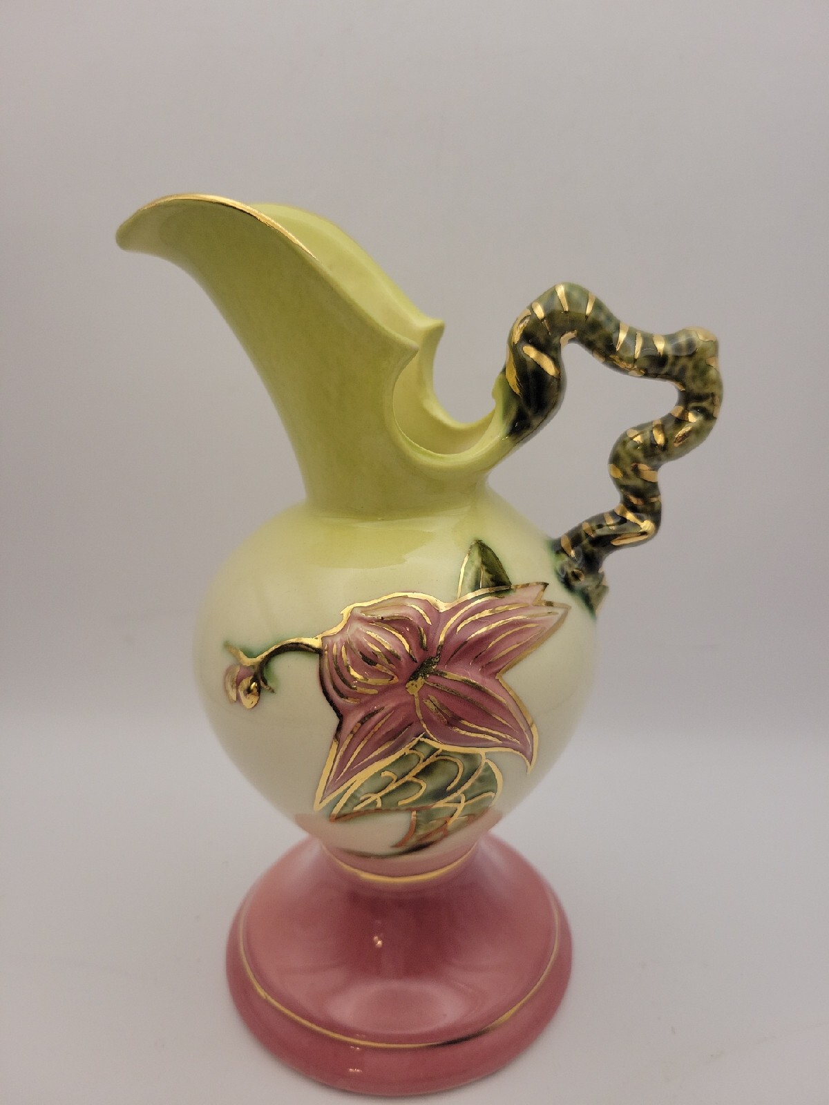 Vintage Hull Pottery Woodland Pitcher Ewer Vase W6-6 1/2" Gold Trim | eBay