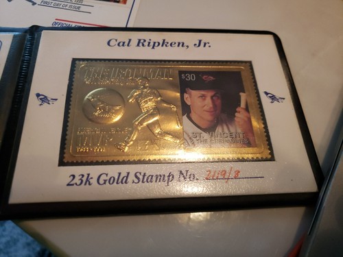 1995 American League Superstars Cal Ripken Jr. 23 Kt Gold Stamp & Card ...