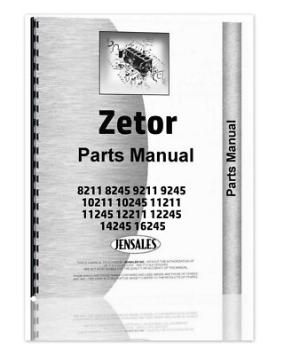 Zetor Tractor Parts Manual 8211 8245 9211 9245 10211 10245 11211 11245 ...