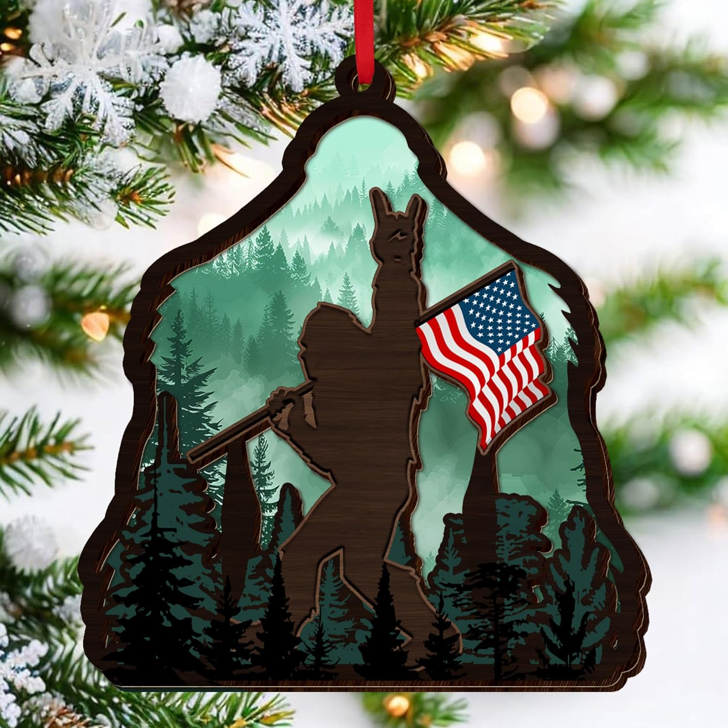 Christmas Bigfoot Gifts for Men Women - Wooden Christmas Ornaments 2025 ...