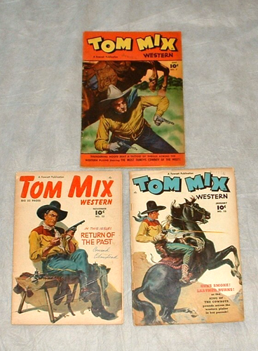 3 Vtg Tom Mix Western Comics Book Lot 1948 1949 Golden Age #s 7, 13, 23 ...