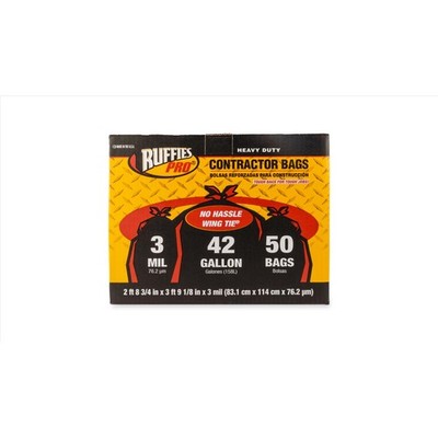 Ruffies Pro 1124905 Black 3 mil. ga. Heavy Duty Contractor Bags 42 gal ...